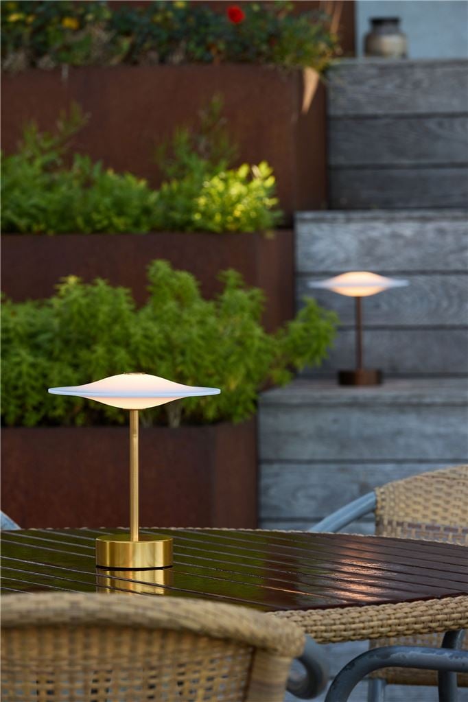 Piet Hein Sinus 22 Tragbare Tischleuchte H: 25 cm - Aluminium/Messing